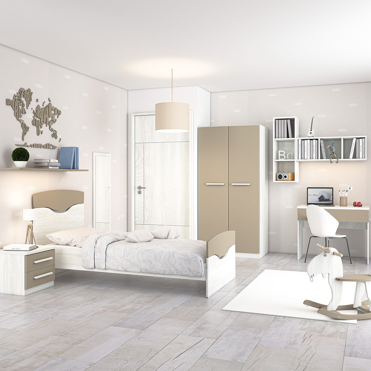 Cameretta Completa TIMON bambini e ragazzi Betulla/Clay | doomostore