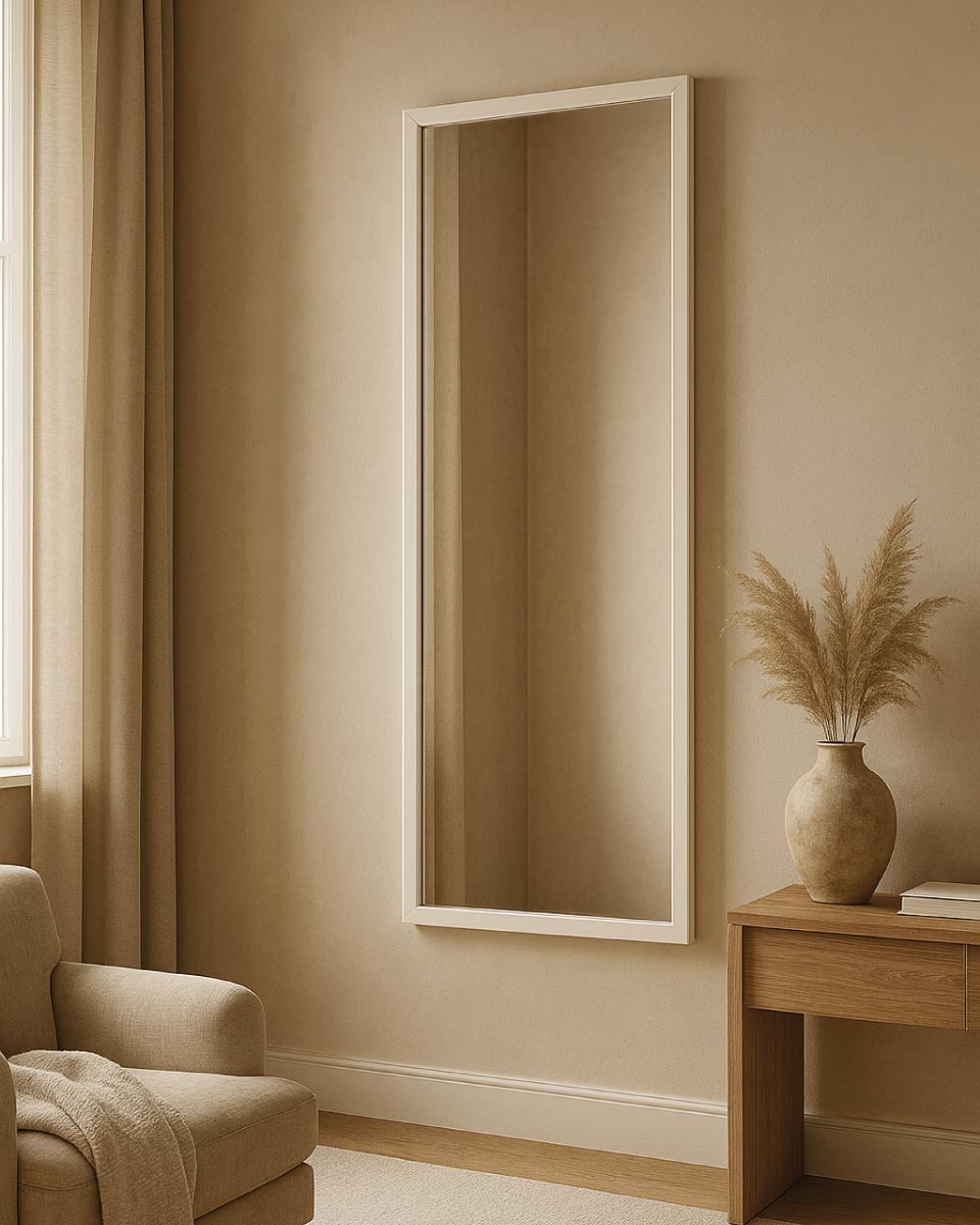 Specchio a muro Nivis 40x125 cm – Cornice in Legno Bianco – Struttura ...